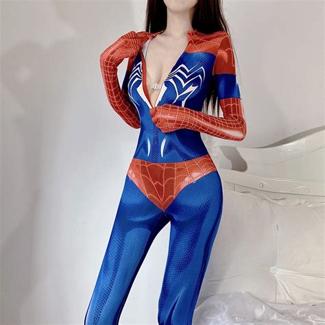Spiderman Adult Women S Bodysuit Cos Uniform Spider Suit Open Crotch Free Temptation Sexy