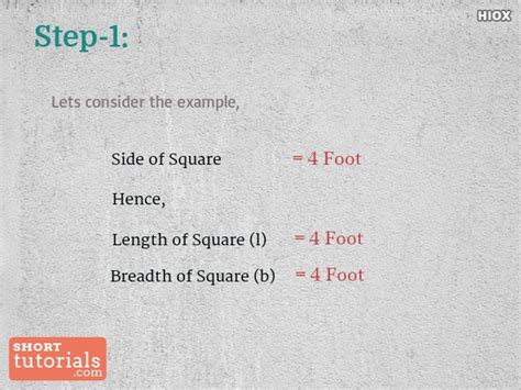 Squarefeet Of Square Calculation Step1