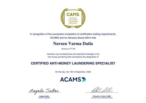 naveen varma datla cams on linkedin acams amlcompliance