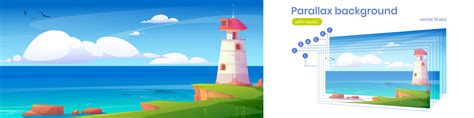 Parallax Background With Lighthouse On Sea Coast 14032134 Vector Art At Vecteezy