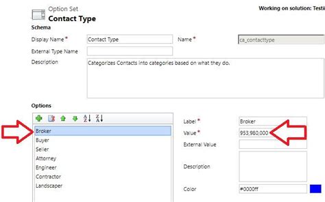 find an option set s values dynamics 365 crm