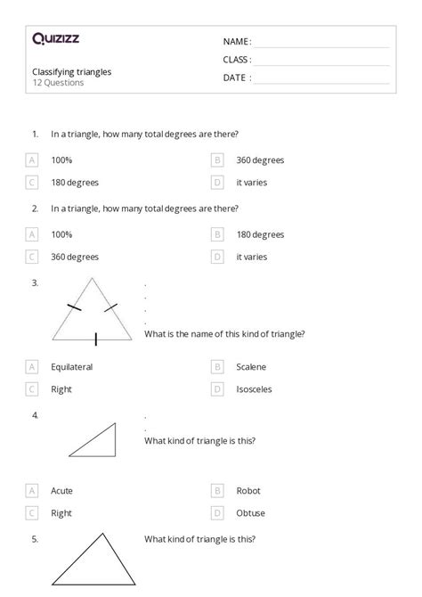 50 Triangles Worksheets For 6th Class On Quizizz Free And Printable