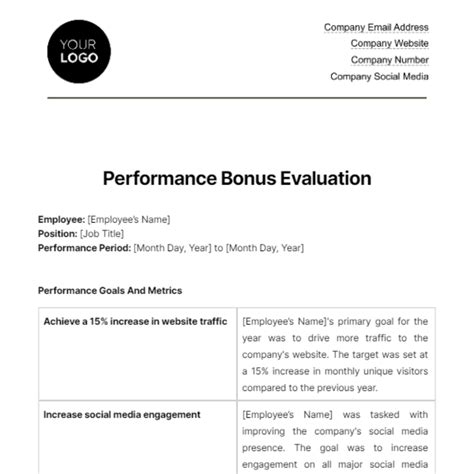 Performance Bonus Evaluation HR Template Edit Online Download Example Template Net