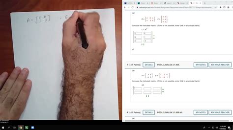 31 Matrix Operations Webassign Linear Algebra Youtube