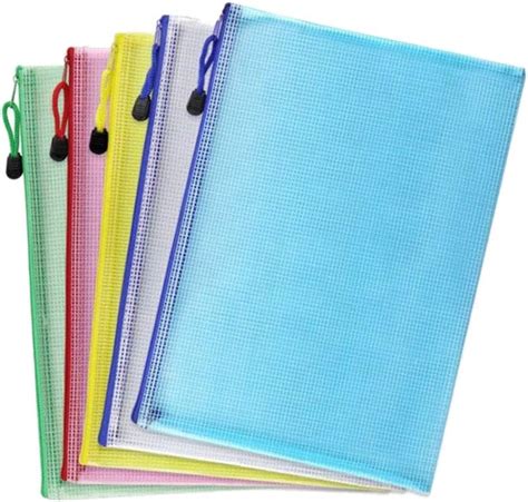 File Jackets And File Pockets 5pcs Zipper Document A4 Plastic Wallets Folder Zipper Document Files