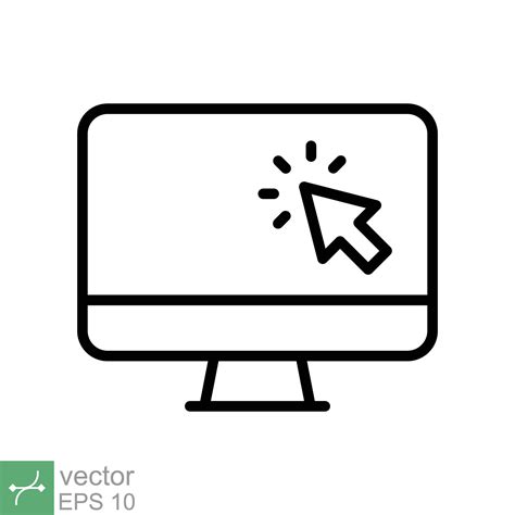 Computer Monitor Click Cursor Line Icon Simple Outline Style Sign For Mobile Concept And Web