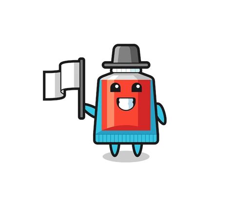 Premium Vector Cartoon Character Of Toothpaste Holding A Flag