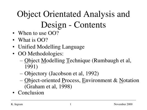 Ppt Object Orientated Analysis And Design Contents Powerpoint