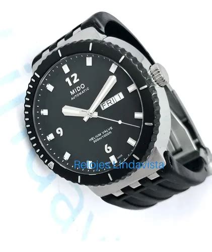 Reloj Mido All Dial Válvula De Helio Automático Negro Plateado Negro