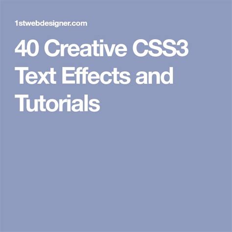 40 Creative Css3 Text Effects And Tutorials Text Effects Tutorial Text