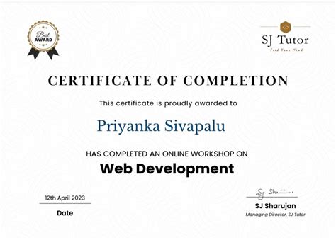 Priyanka Sivapalu On Linkedin Webdevelopment Workshop Certificate