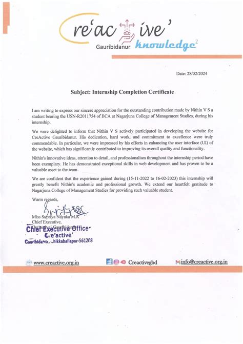 Nithin V S On Linkedin Internshipsuccess Webdevelopment Collaboration Gratitude