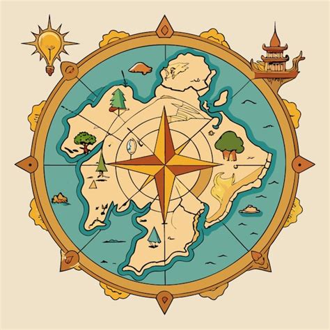 A Drawing Of A Map With A Compass And A Compass Premium AI Generated Vector