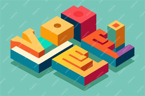 A Vibrant Isometric Display Of Letters Representing Vowels Arranged In A Creative Layout