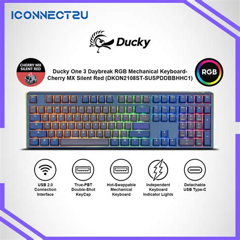 Ducky One Daybreak RGB Mechanical Keyboard Cherry MX Silent Red DKON ST SUSPDDBBHHC