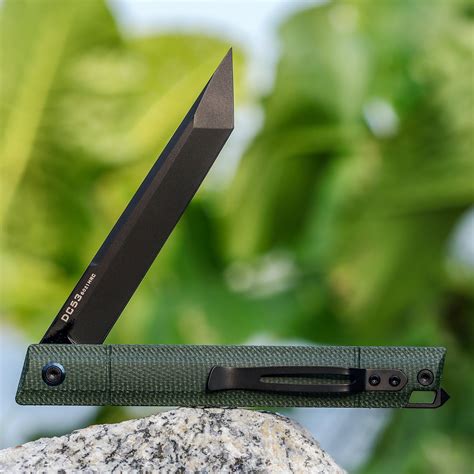 Foresail Folding Pocket Knives Pvd Dc53 Steel Blade Green Micarta Hand Foresail Knife