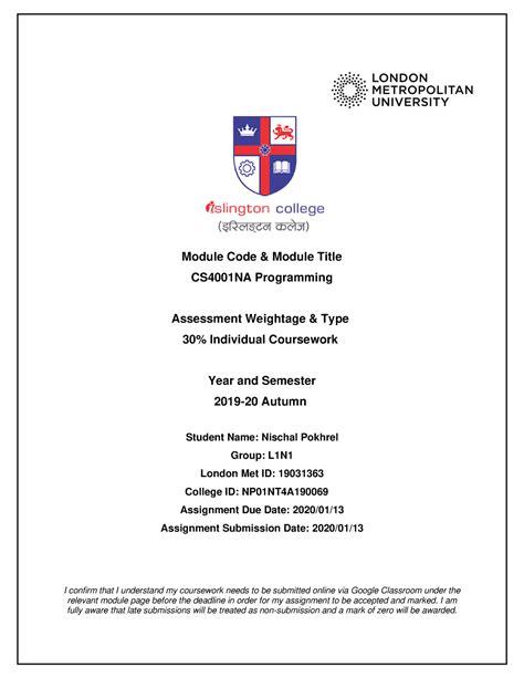 19031363 Nischal Pokhrel Module Code And Module Title Cs4001na