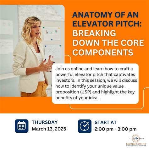Orange 📣 Join Anatomy Of An Elevator Pitch Breaking Down The Core