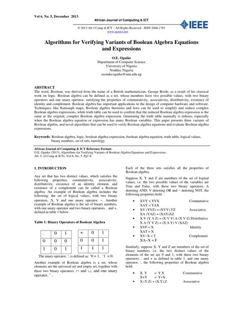 Pdf Algorithms For Verifying Variants Of Boolean Algebra Equations