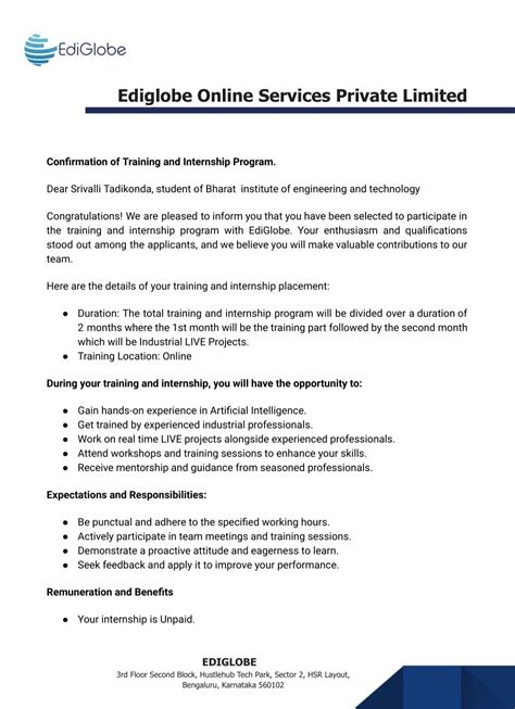 srivalli tadikonda on linkedin ediglobe internship al learningjourney