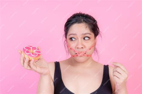 Premium Photo Asian Fat Women Fat Girl Chubby Overweight Woman With Measuring Tapes Around Her