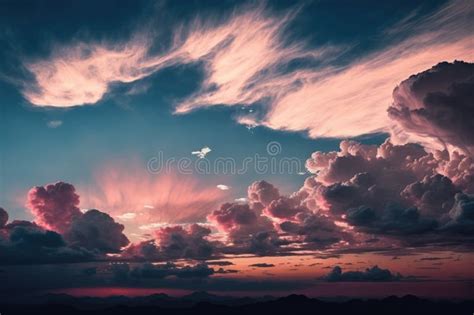 Scenery With Clouds Sky And Sunset Created Using Generative Ai Technology Stock Illustration