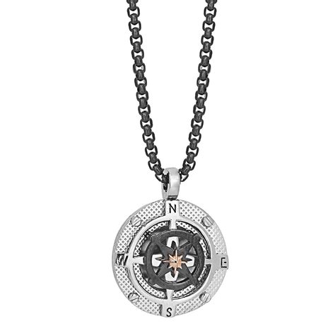 Stainless Steel Black And Rose Gold Compass Necklace Shop Today Get It Tomorrow