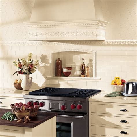 Ivory Ceramic Kitchen Backsplash Traditional Kitchen New York