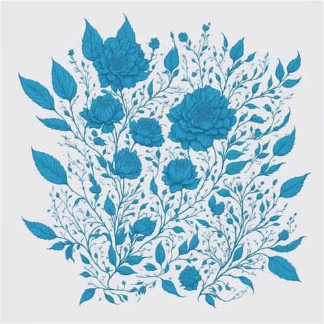 Синий цветок на фоне листьев Премиум векторы