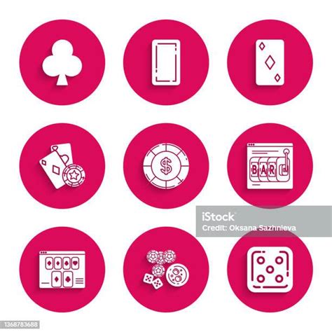 달러 기호 칩 게임 주사위와 위스키 아이스 큐브 게임 온라인 슬롯 머신 포커 테이블 카드 놀이 다이아몬드와 클럽 아이콘의 유리와 카지노 칩을 설정합니다 벡터 0명에 대한
