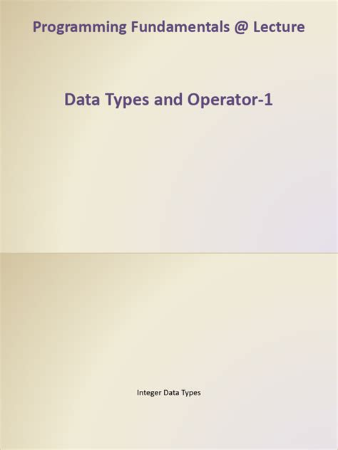 Data Types And Operators Overview Pdf Integer Computer Science