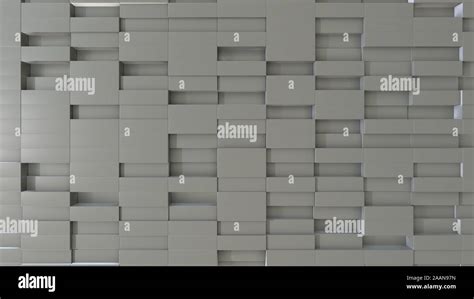 Abstract 3d Illustration Of White Cubes Background Random Displacement