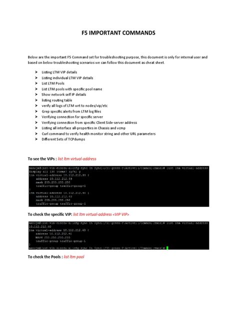 F5 Troubleshooting Commands Pdf