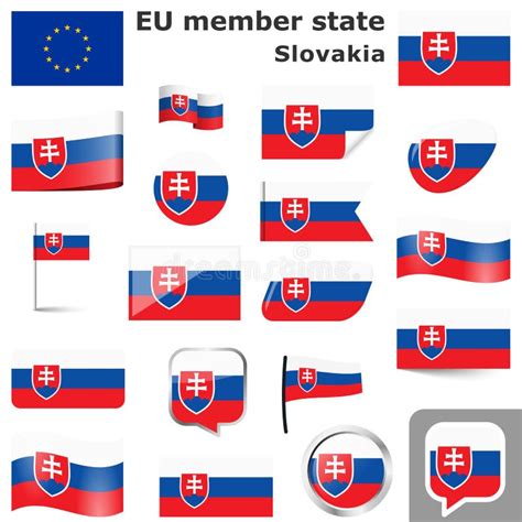 Flags With Country Colors Of Slovakia Stock Vector Illustration Of