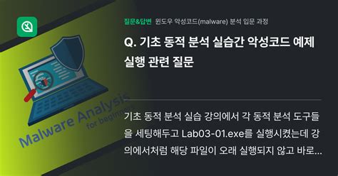 기초 동적 분석 실습간 악성코드 예제 실행 관련 질문 인프런 커뮤니티 질문and답변