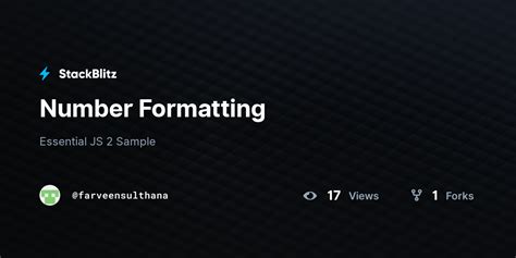Number Formatting StackBlitz