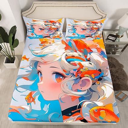 Japanese Girl Fitted Sheet 3d Anime Printed Design Bed