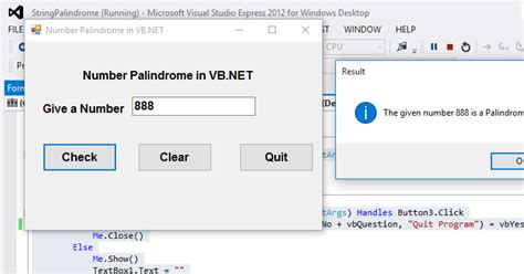 Free Programming Source Codes And Computer Programming Tutorials Number Palindrome In Vbnet