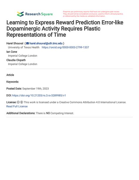 pdf learning to express reward prediction error like dopaminergic