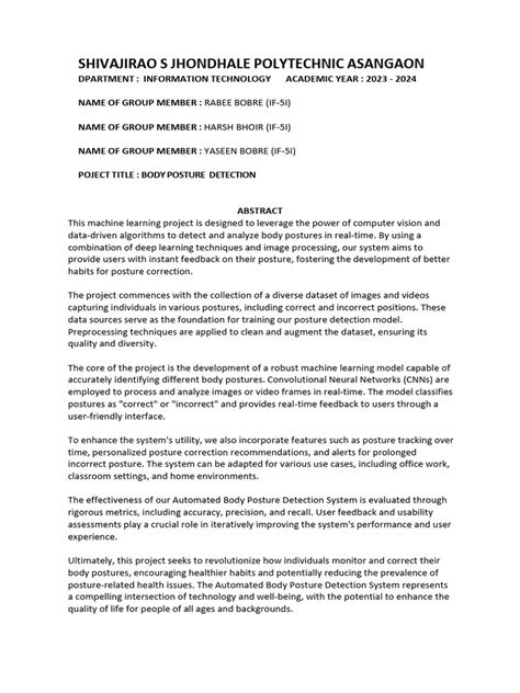 Posture Detection Abstract Pdf Usability Machine Learning