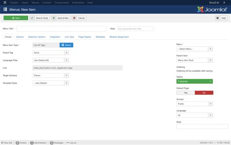 Help310menus Menu Item Tags Items List All Joomla Documentation