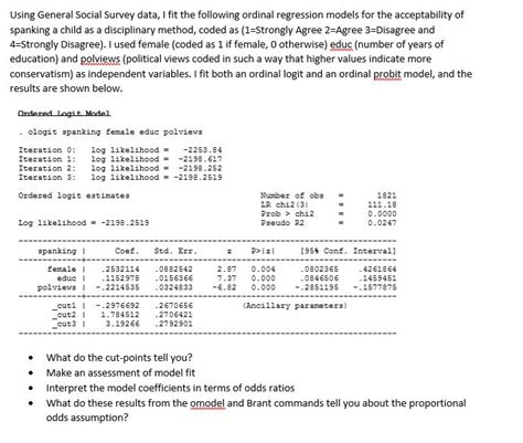 Using General Social Survey Data I Fit The Following