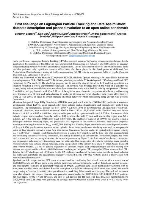 Pdf First Lagrangian Particle Tracking And Data Assimilation Challenge Datasets Description