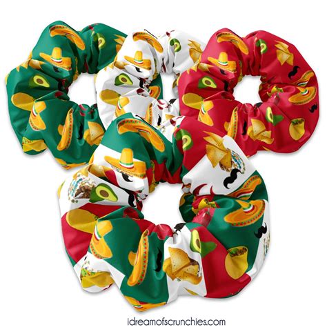 Cinco De Mayo Celebration Pattern Scrunchie Hair Ties Mexico Flag Hair