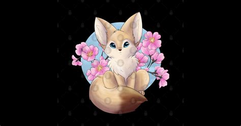 Chibi Fennec Fox Cherry Blossoms Fennec Fox Sticker Teepublic