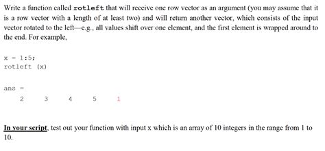 Solved Write A Function Called Rotleft That Will Receive One