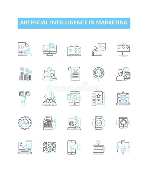 Artificial Intelligence In Marketing Vector Line Icons Set Ai