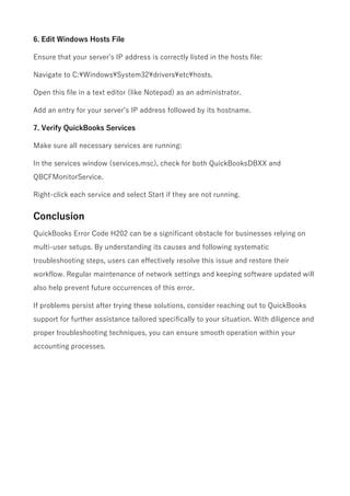 Fix QuickBooks Error Code H In Multi User Mode PDF