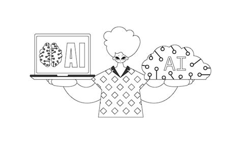 Premium Vector He Grasps A Vector Linear Ai Model In His Hands