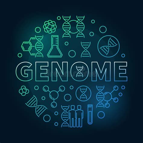 Genome Vector Round Concept Illustration In Thin Line Style Stock Vector Illustration Of